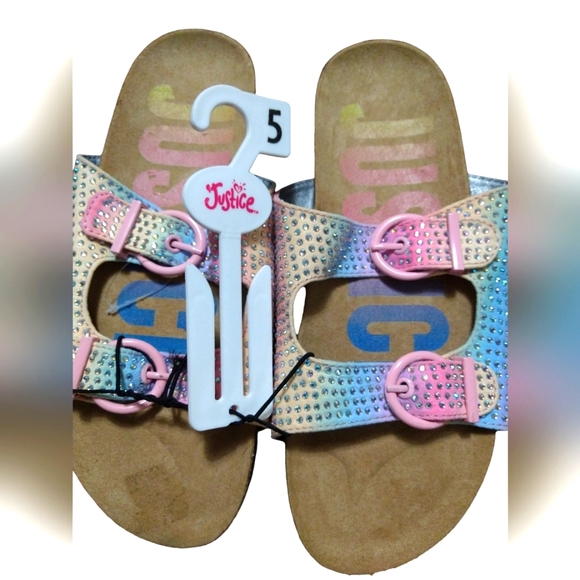 Justice | Shoes | Justice Girls Belted Slip On Rainbow Rhinestone ...